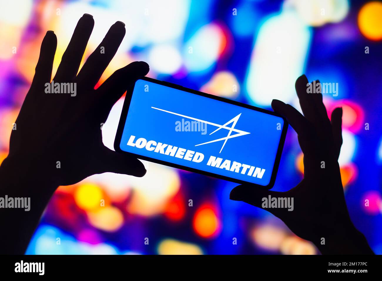 In this photo illustration, the Lockheed Martin Corporation logo is ...