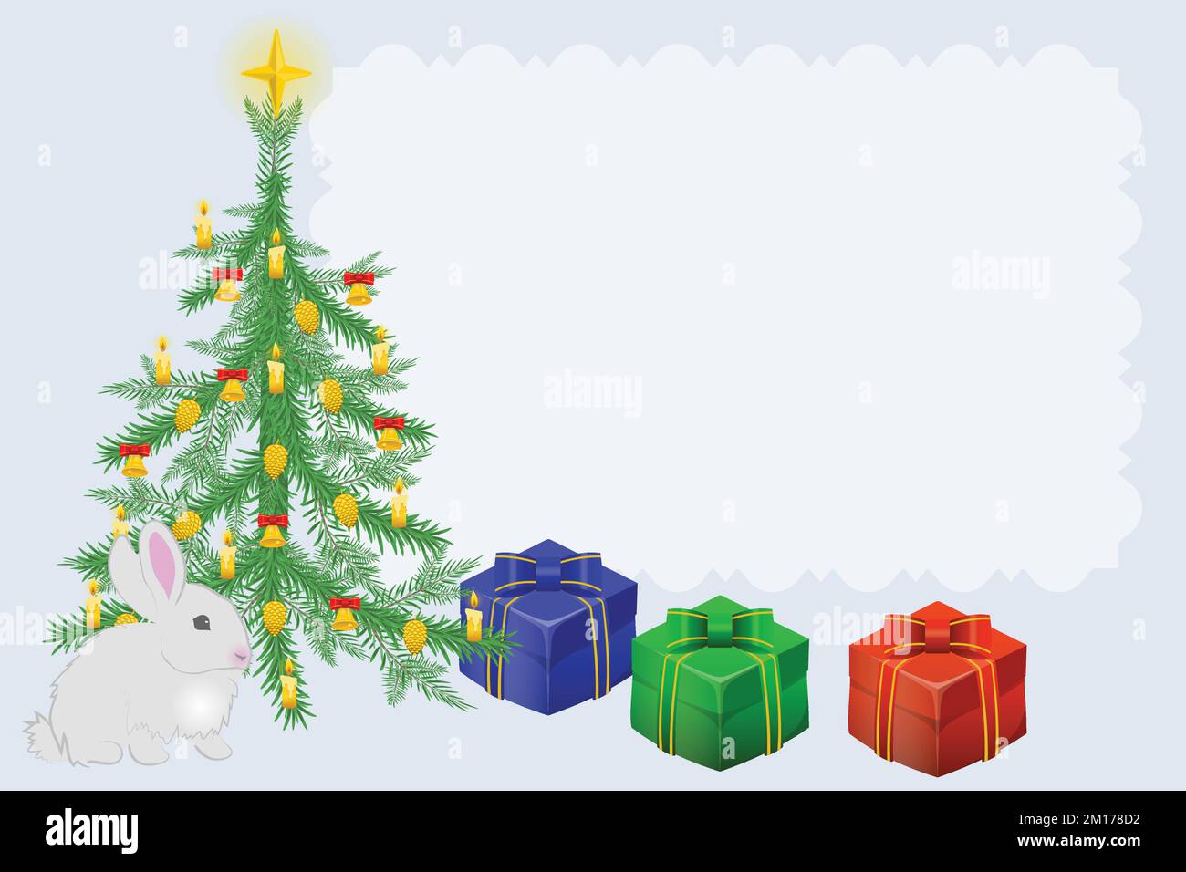 Holiday card with Christmas tree and gift boxes Stock Vector Image ...