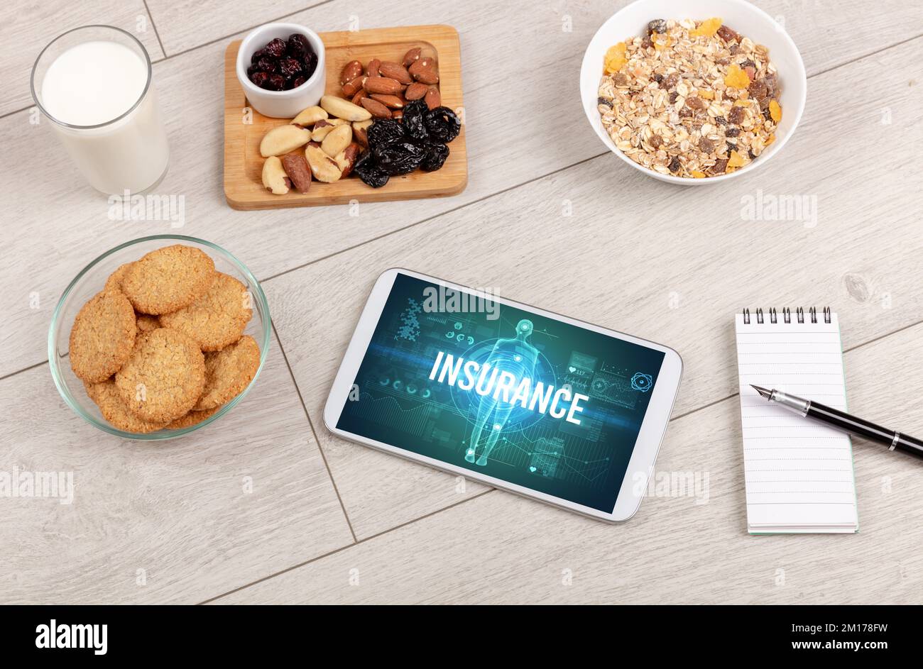 Tablet Pc with fruits, medical concept Stock Photo - Alamy