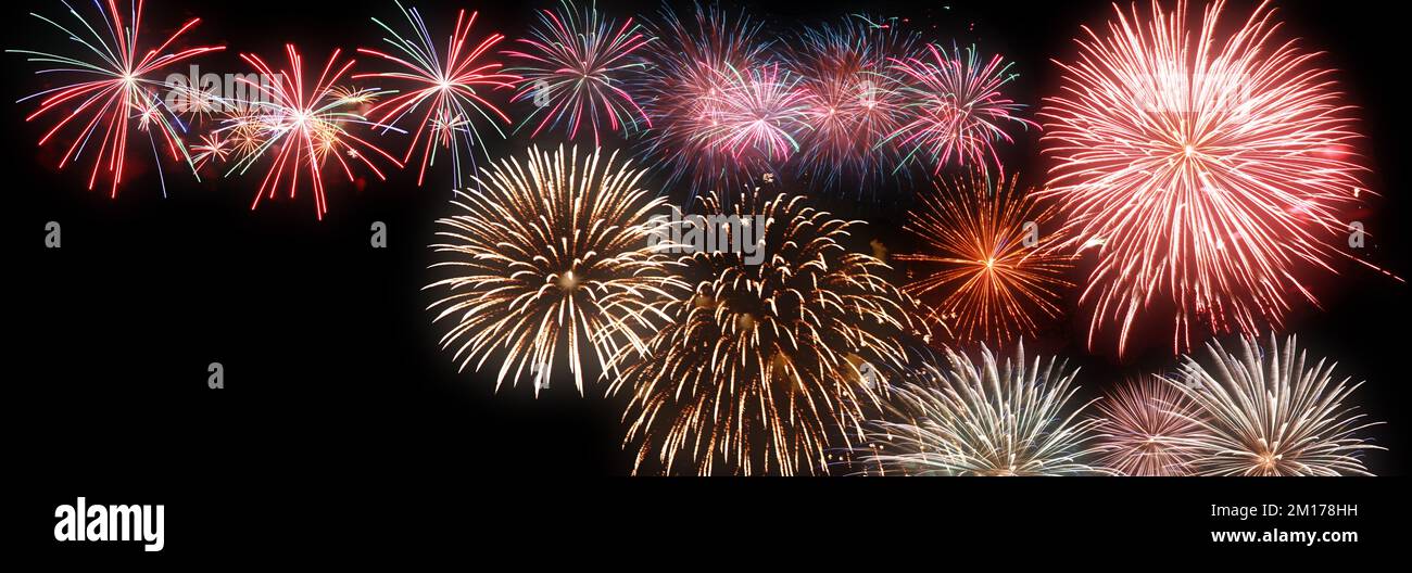 Colorful firework with bokeh background. New Year celebration, Abstract ...