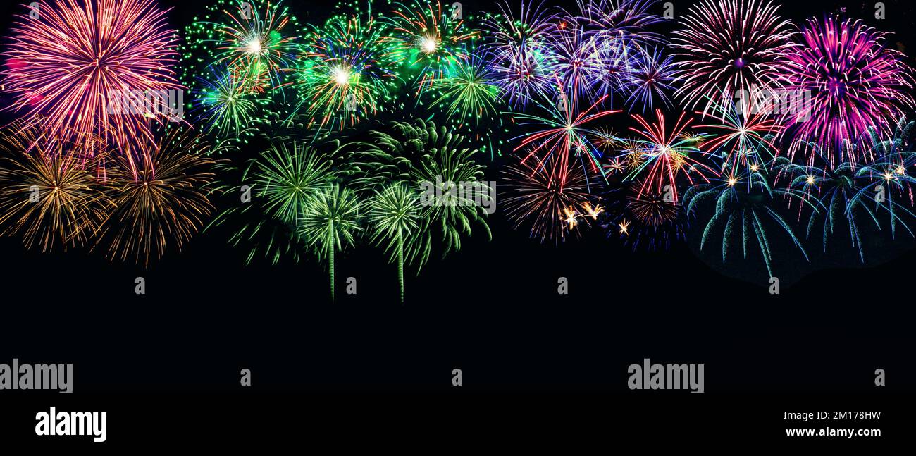 Colorful firework with bokeh background. New Year celebration, Abstract ...