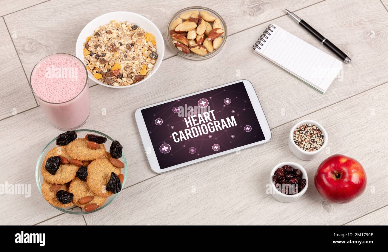 Tablet Pc with fruits, healthy concept Stock Photo - Alamy