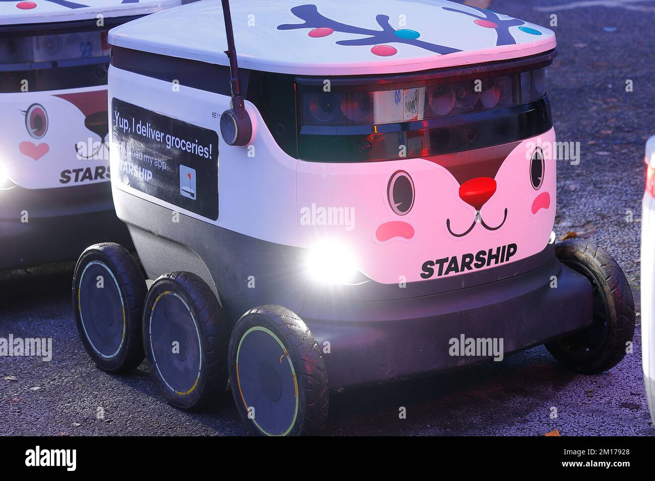 Starship Technologies grocery delivery robots decorated as reindeers ...