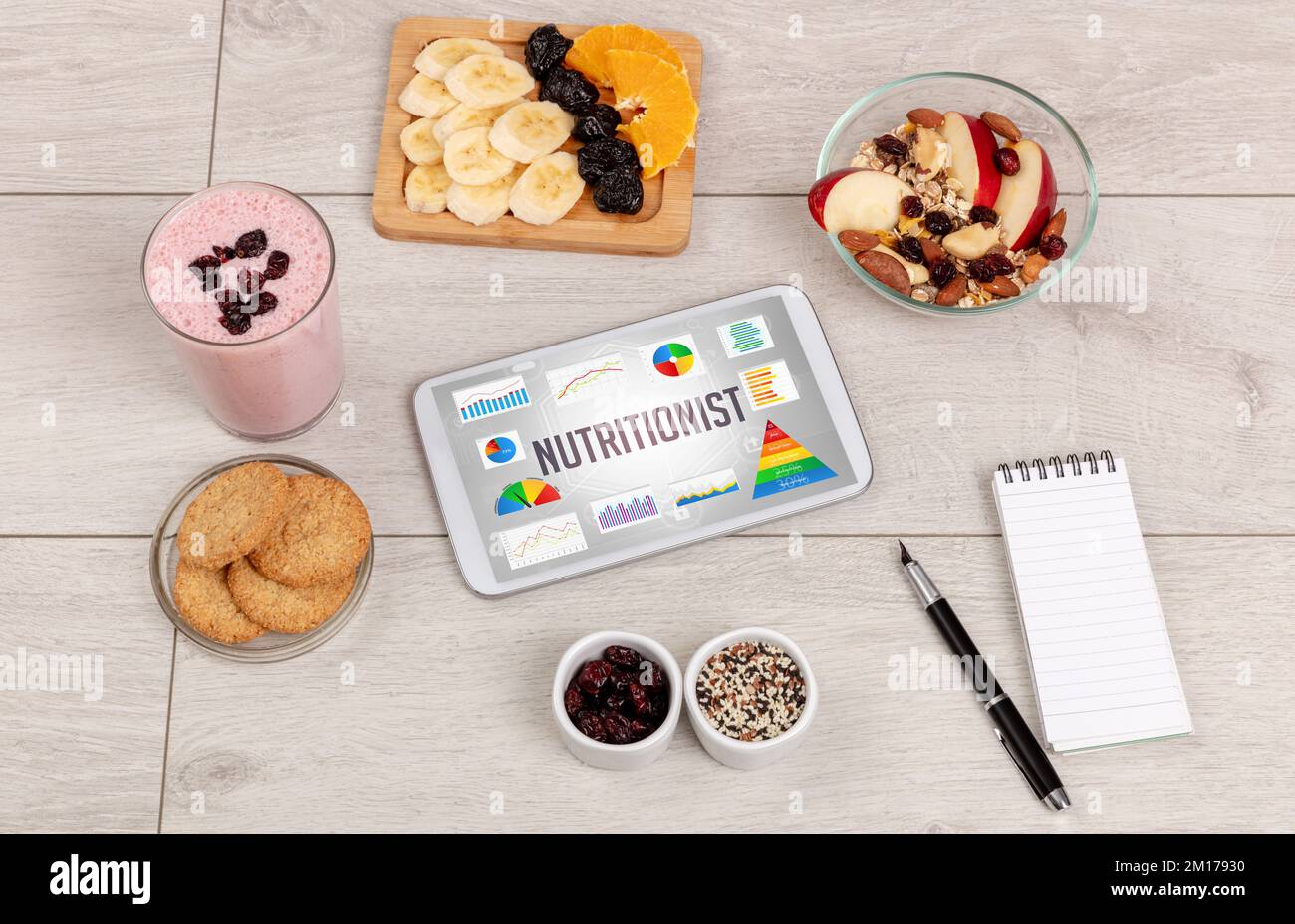 Organic food and tablet pc Stock Photo - Alamy