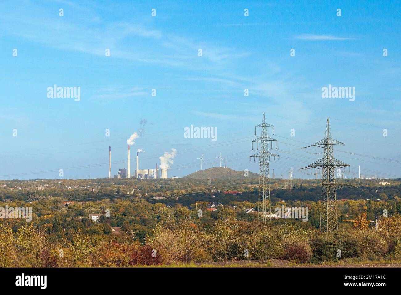 Industrial view of energy plant in Essen, Germany. Scenic landscape ...
