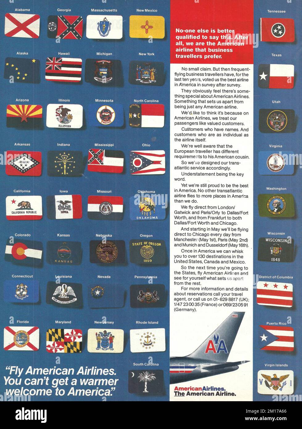 American Airlines vintage magazine advertisement Stock Photo - Alamy