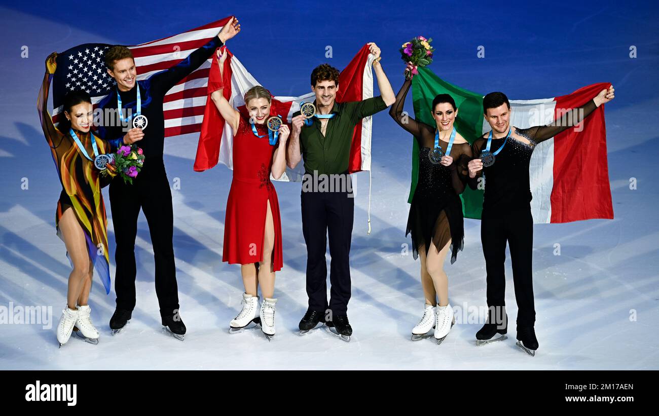 Turin, Italy. 10 December 2022. Madison Chock, Evan Bates, Piper Gilles ...