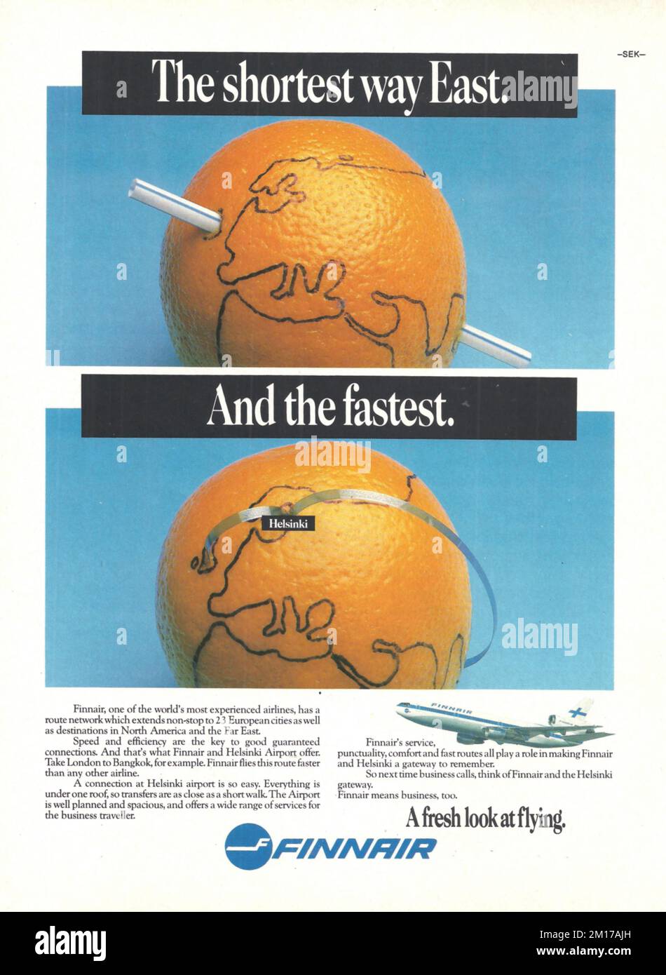 Finnair vintage magazine advertisement Finnish airlines advert Stock ...
