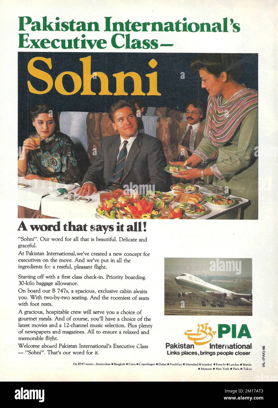 Pakistan International PIA vintage magazine advertisement Stock Photo ...