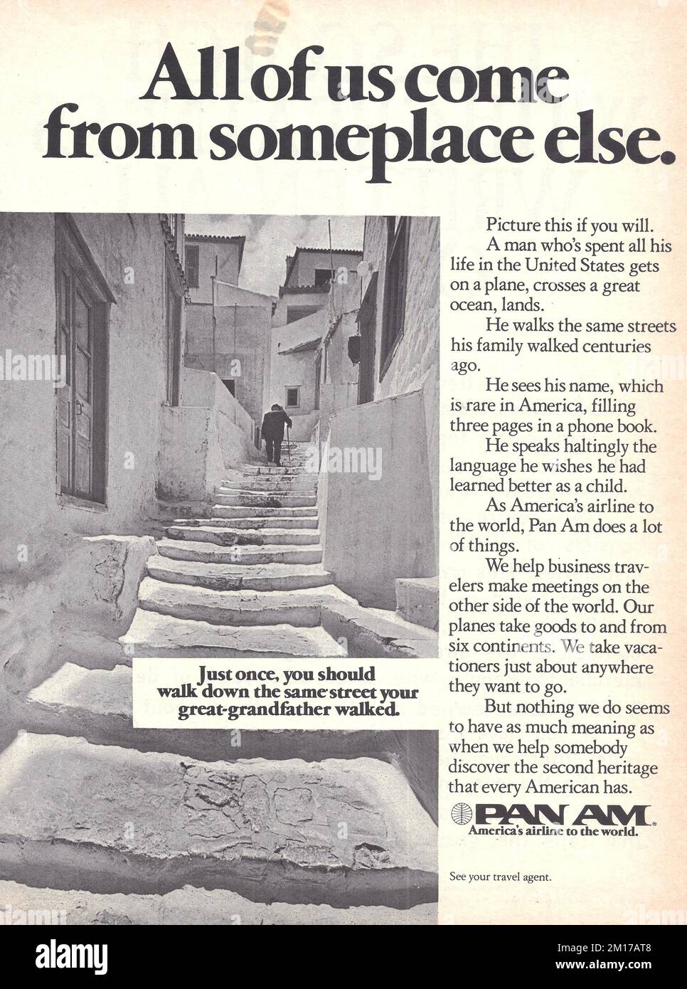 Pan AM vintage magazine advertisement Stock Photo - Alamy