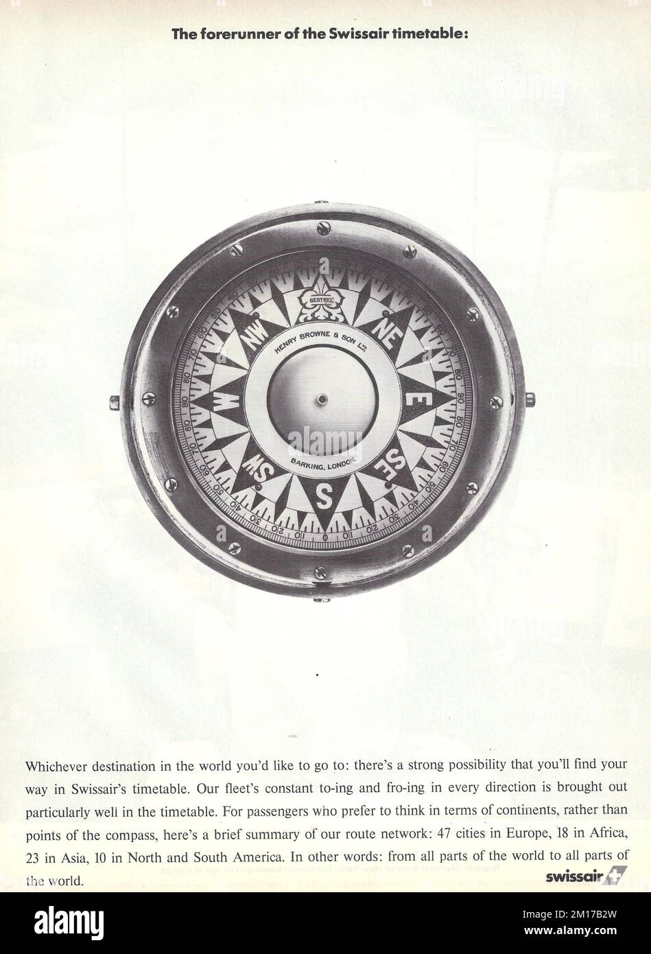 Swiss air vintage magazine advertisement Swiss Air with compass ...
