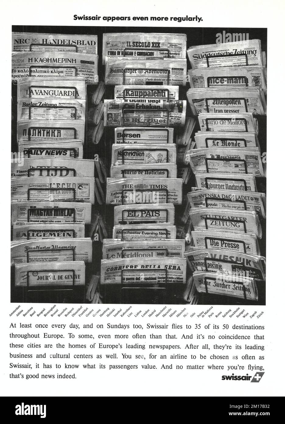 Swiss air vintage magazine advertisement Swiss Air with newspaper stand ...