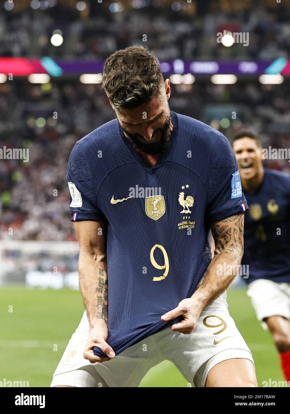 AL KHOR - Olivier Giroud of France celebrates the 1-2 during the FIFA ...