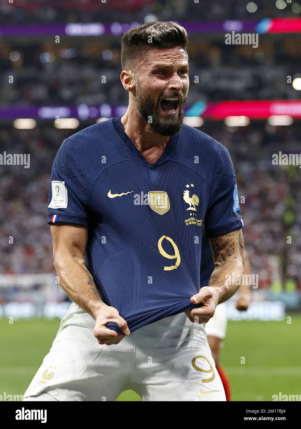AL KHOR - Olivier Giroud of France celebrates the 2-1 during the FIFA ...