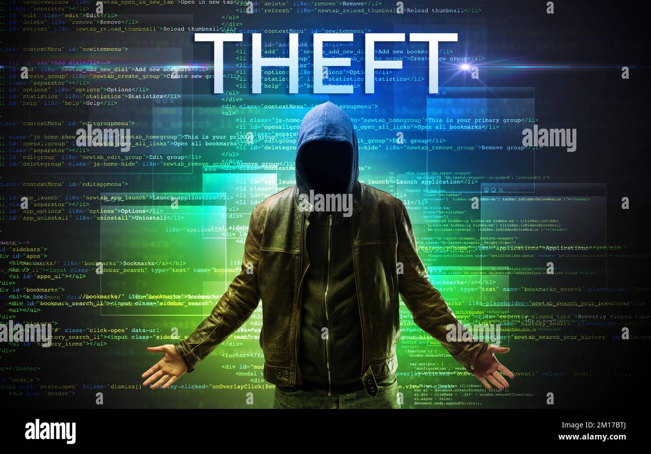 Faceless hacker on code background Stock Photo - Alamy