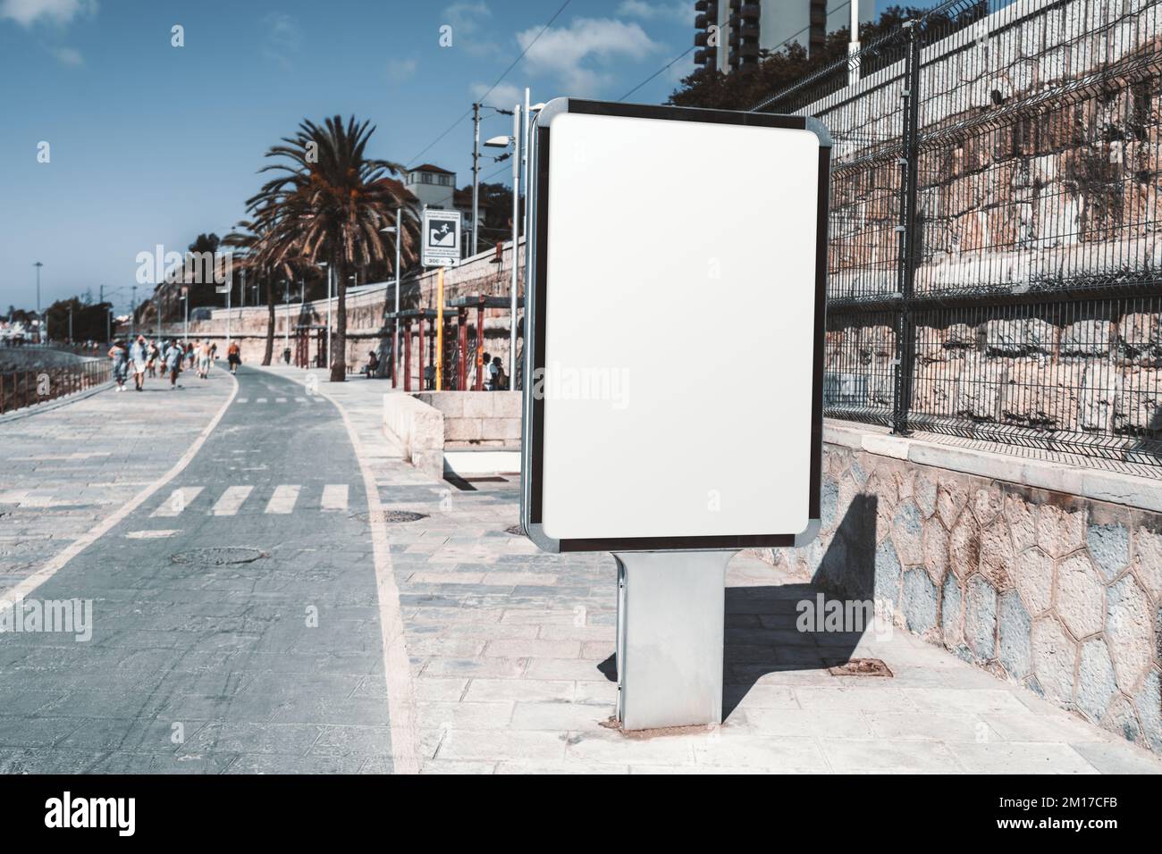 A vertical rectangular white empty advertising billboard template on ...