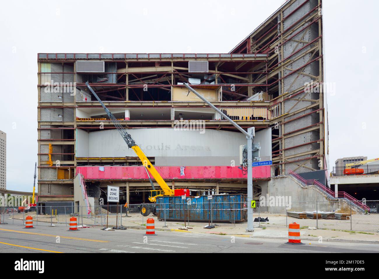 The demolition of Joe Louis Arena in Detroit, USA, seen from Steve ...