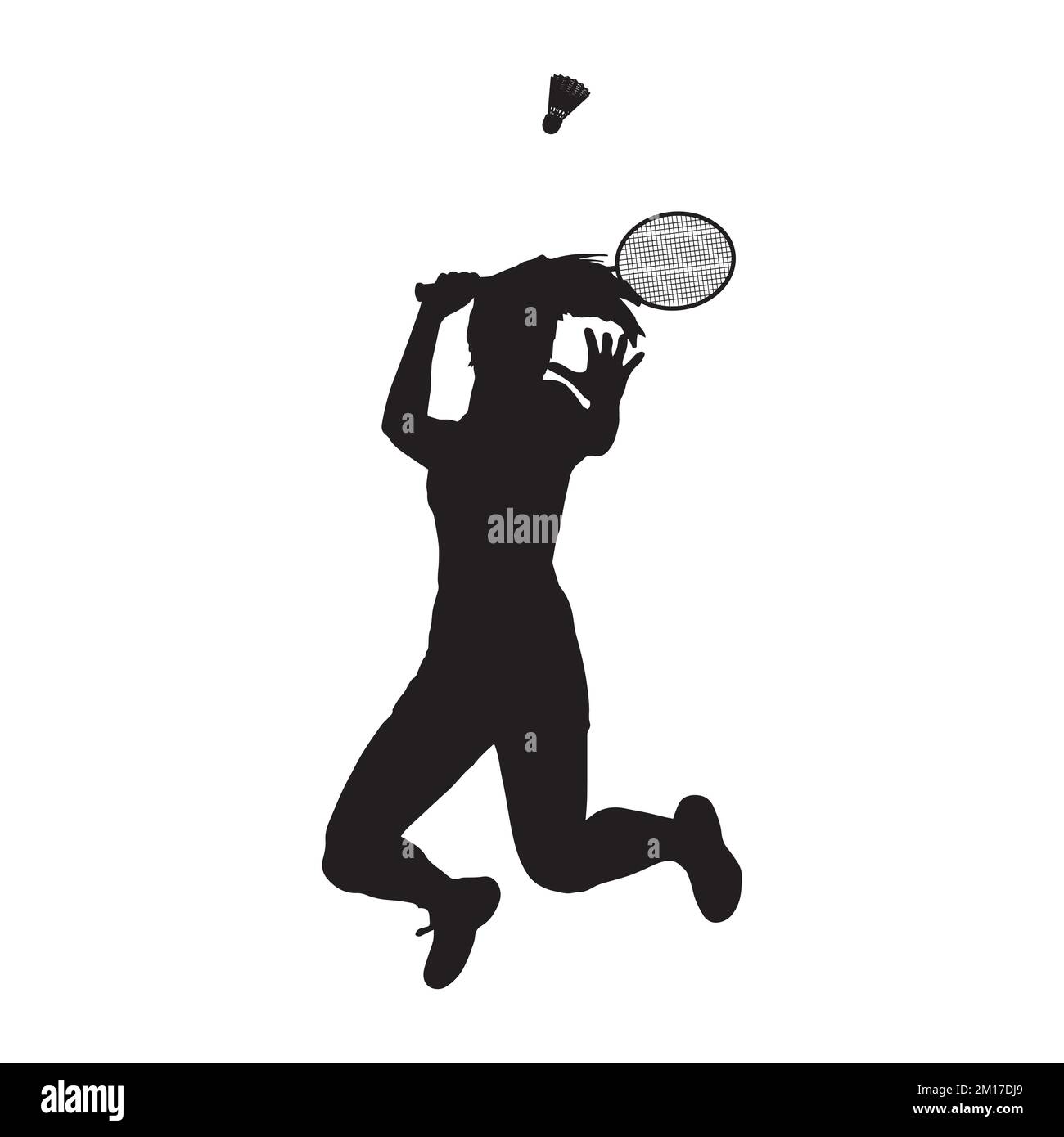 Vector Illustration of Female Badminton Player Silhouette Stock Vector ...