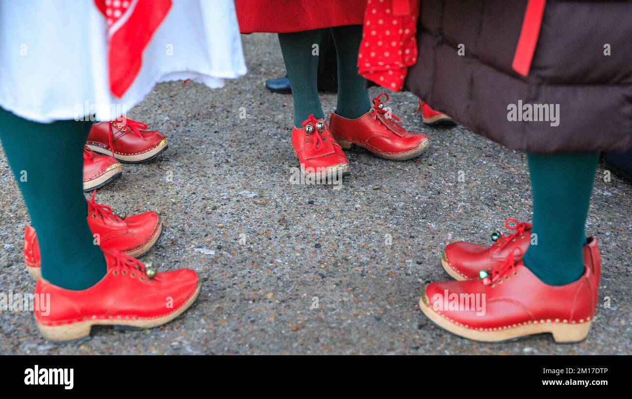 London, UK. 10th Dec, 2022. One of the Morris groups wears traditonal ...
