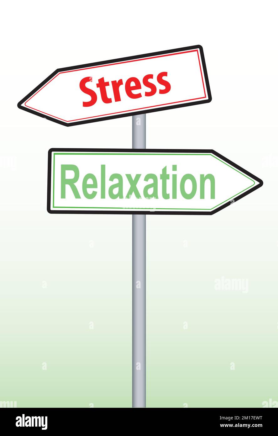 Relaxation and Stress sign with white and green gradient in the ...