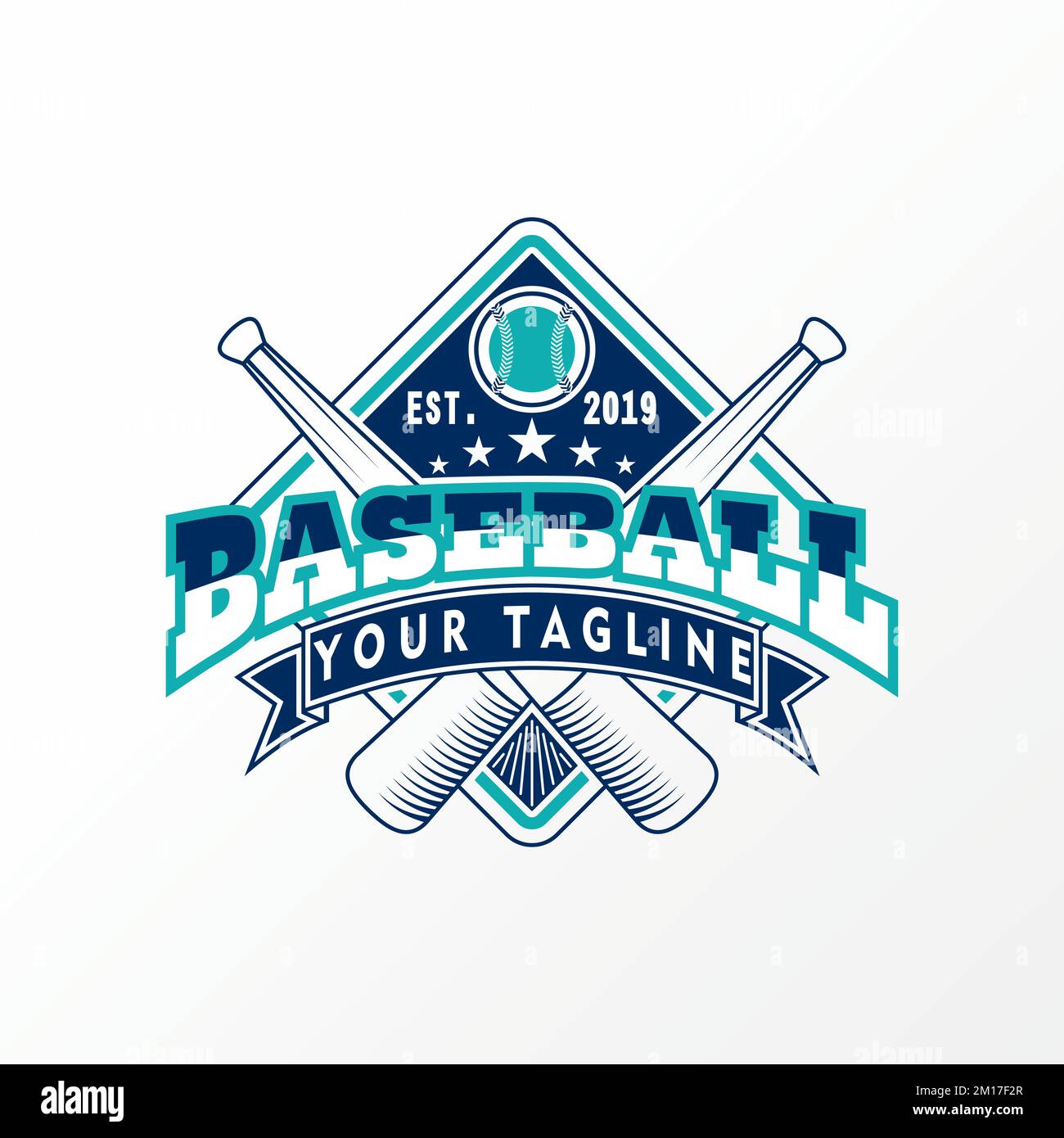 Amazing baseball emblem with ball and stick Image graphic icon logo ...