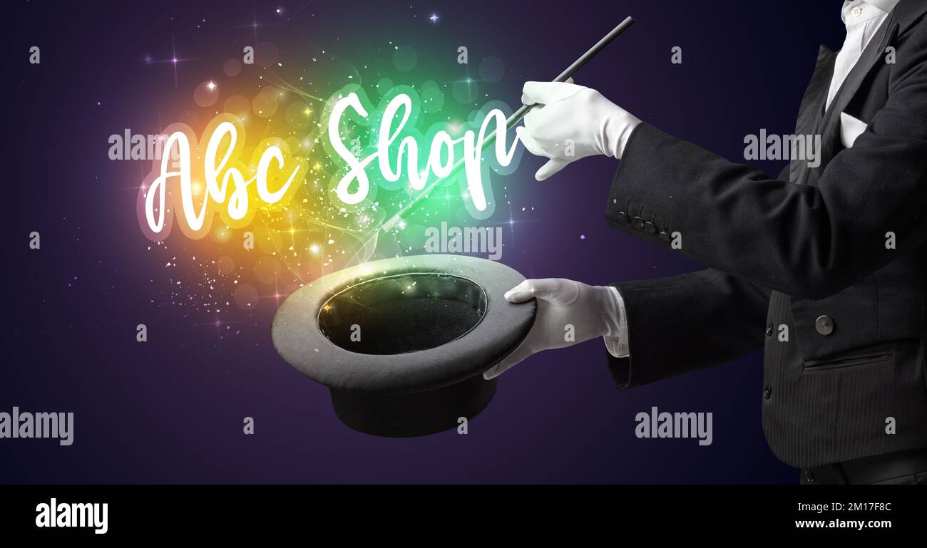 Young magician is showing magic trick Stock Photo - Alamy