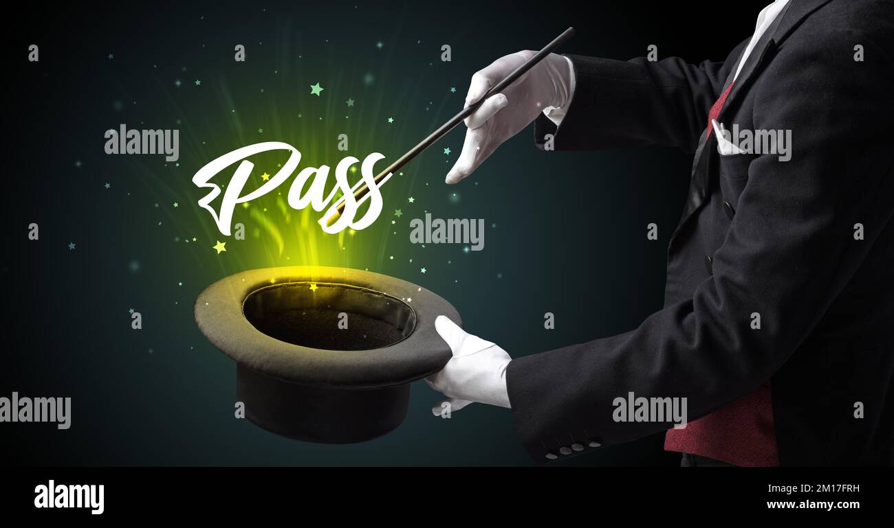 Old Magician is showing magic trick Stock Photo - Alamy