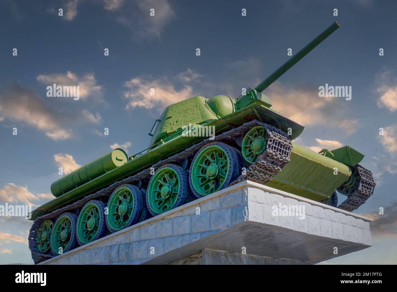 Monument with the Soviet T-34 tank in memory of the soldiers of the ...
