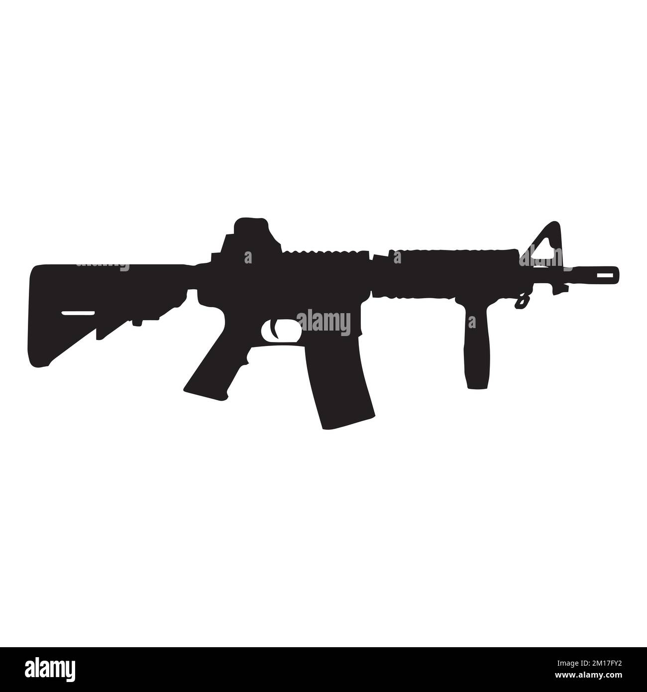 Vector Illustration of Assault Rifle Gun Silhouette Stock Vector Image ...