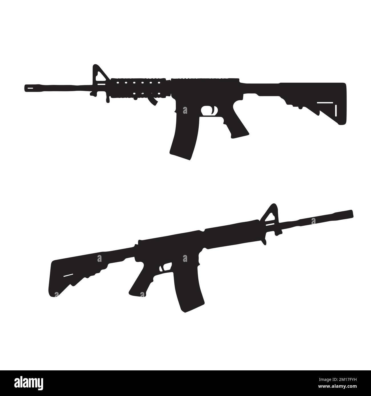 Vector Illustration of Assault Rifle Gun Silhouette Stock Vector Image ...
