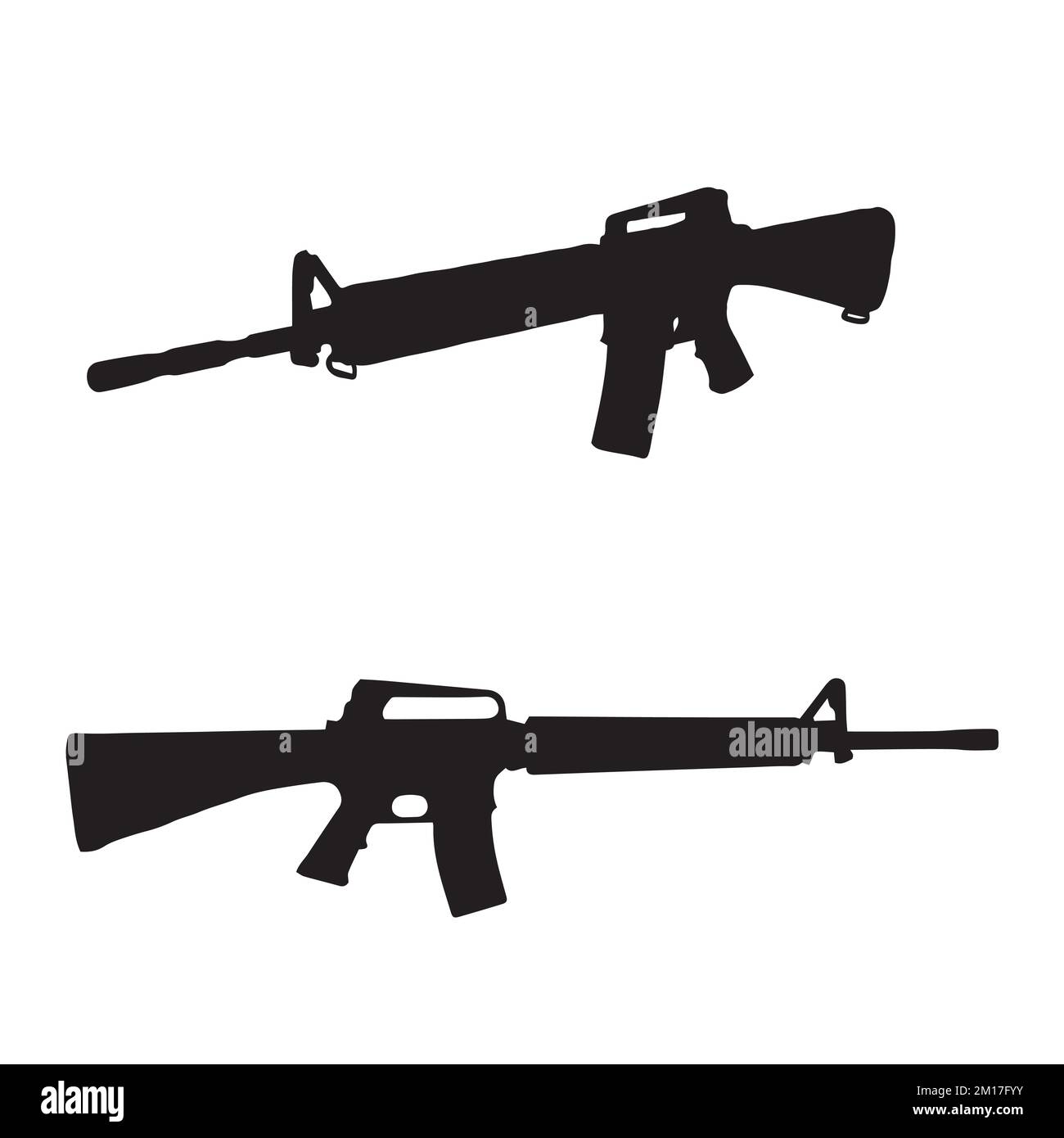 Vector Illustration of Assault Rifle Gun Silhouette Stock Vector Image ...