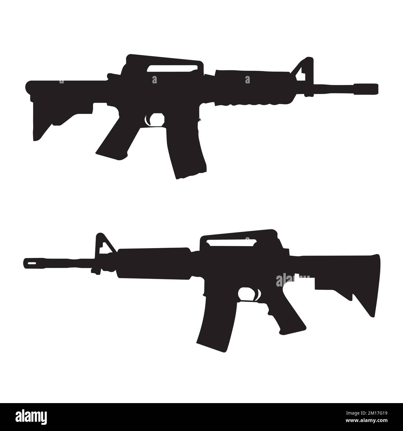 Vector Illustration of Assault Rifle Gun Silhouette Stock Vector Image ...