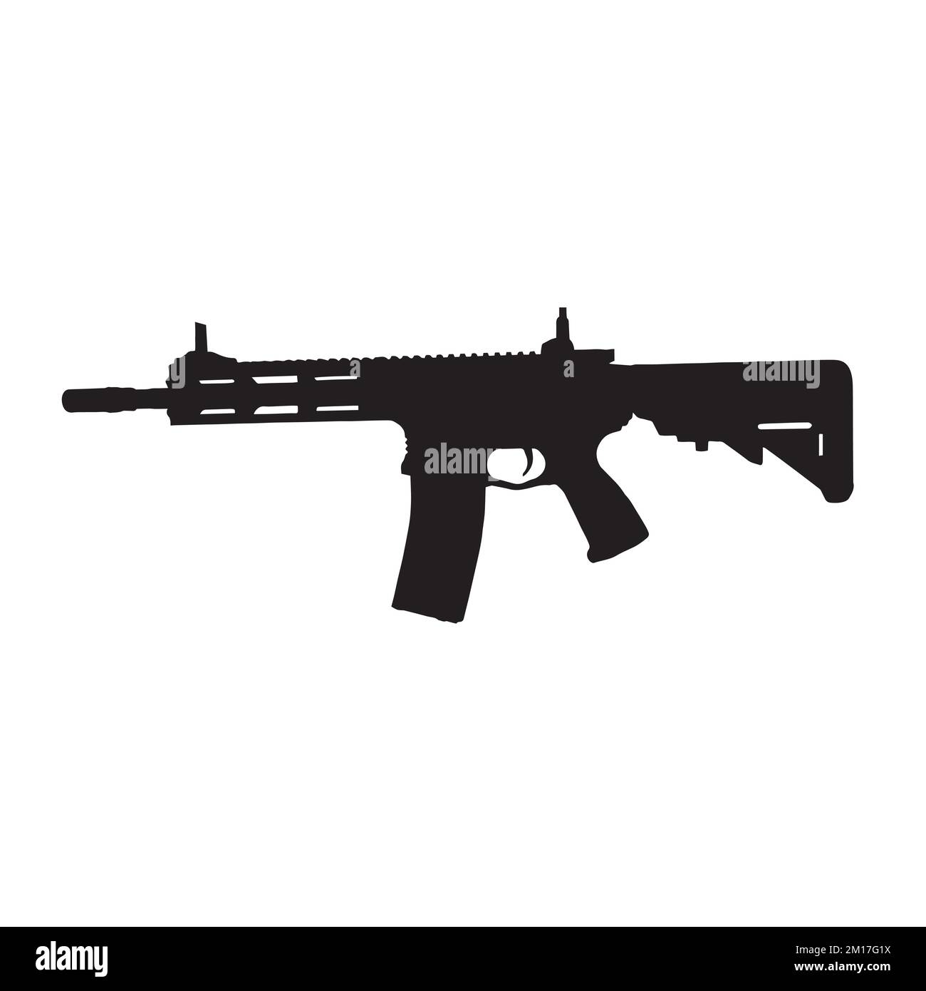 Vector Illustration of Assault Rifle Gun Silhouette Stock Vector Image ...