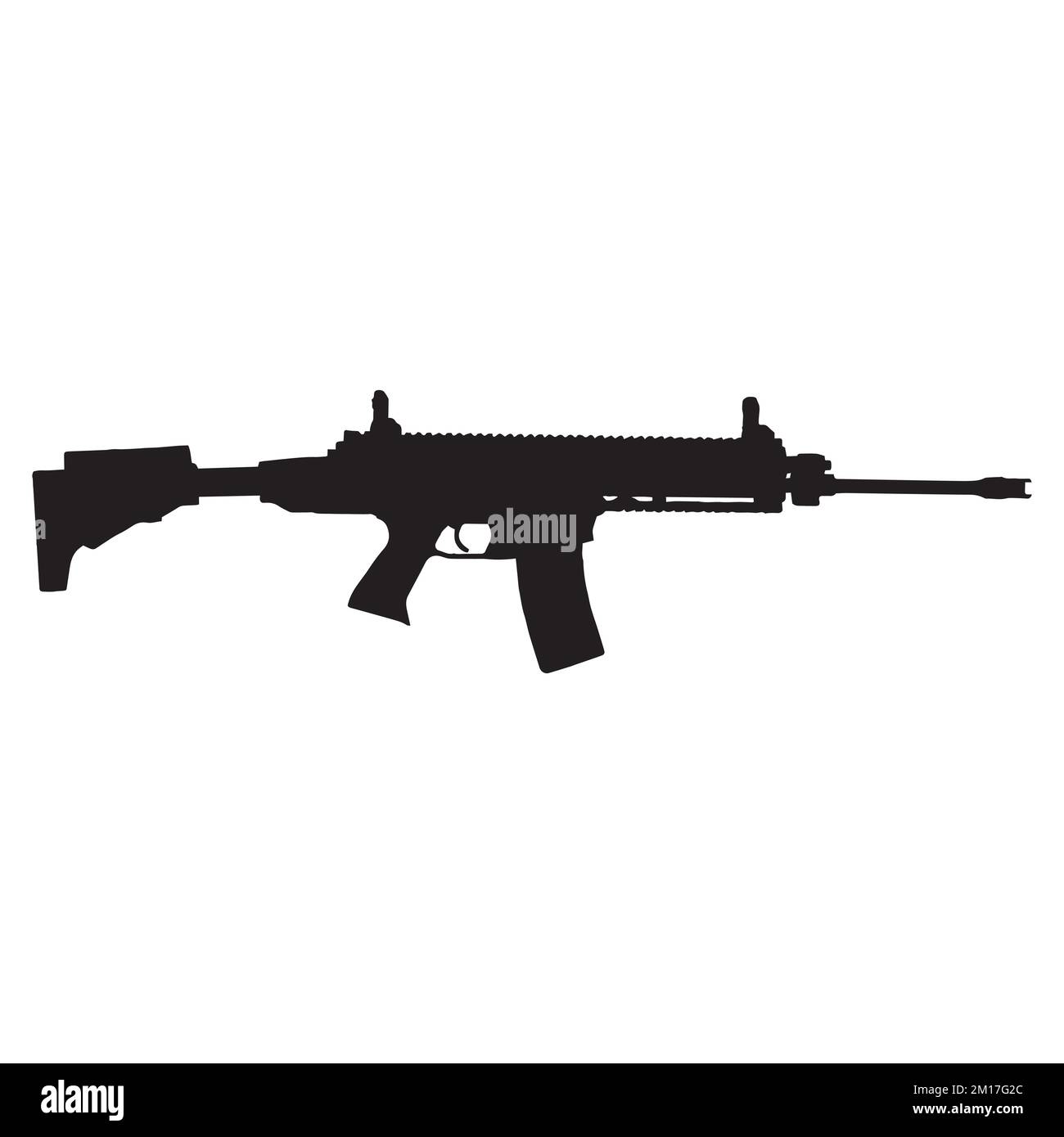 Vector Illustration of Assault Rifle Gun Silhouette Stock Vector Image ...