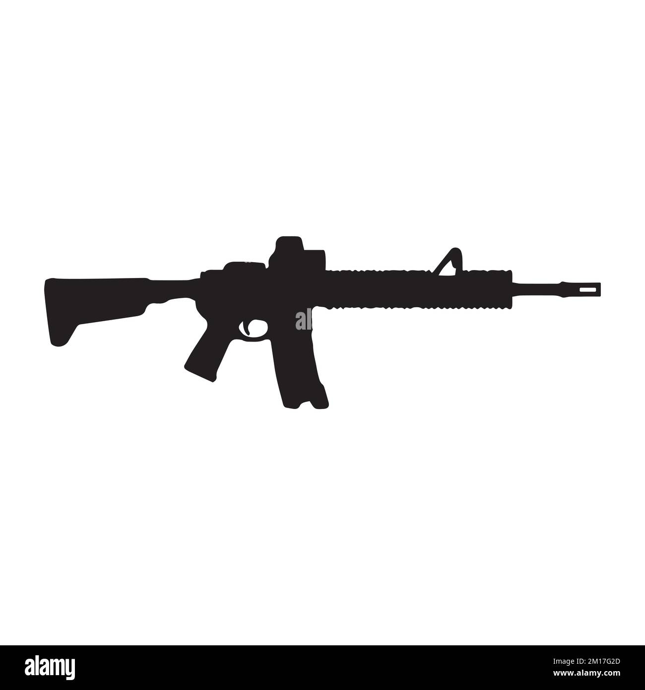 Vector Illustration of Assault Rifle Gun Silhouette Stock Vector Image ...