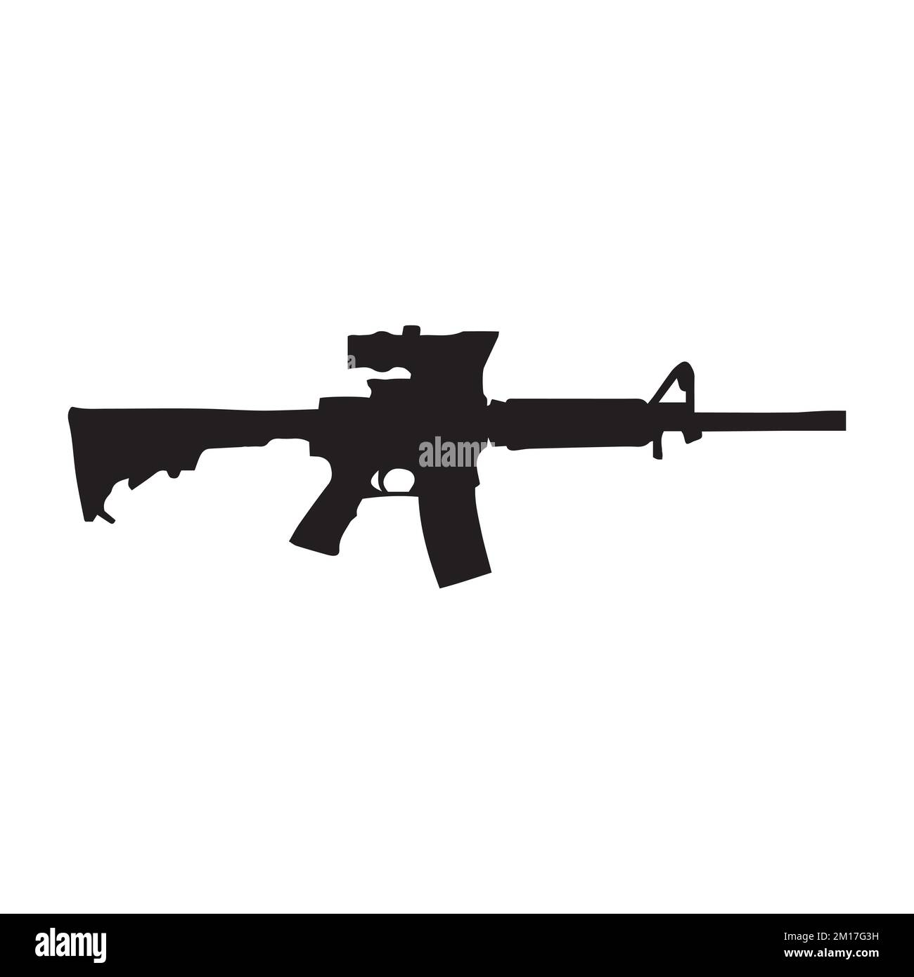 Vector Illustration of Assault Rifle Gun Silhouette Stock Vector Image ...