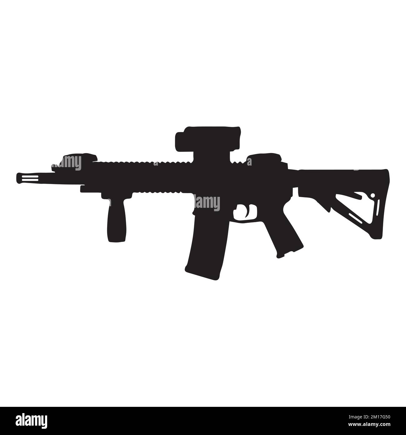 Vector Illustration of Assault Rifle Gun Silhouette Stock Vector Image ...