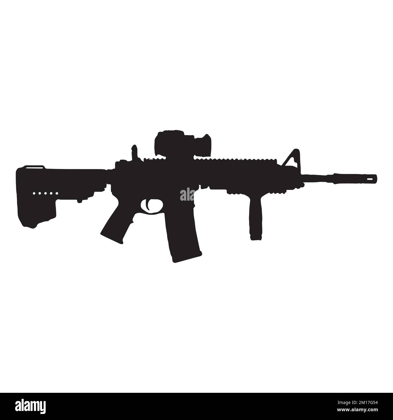 Vector Illustration of Assault Rifle Gun Silhouette Stock Vector Image ...