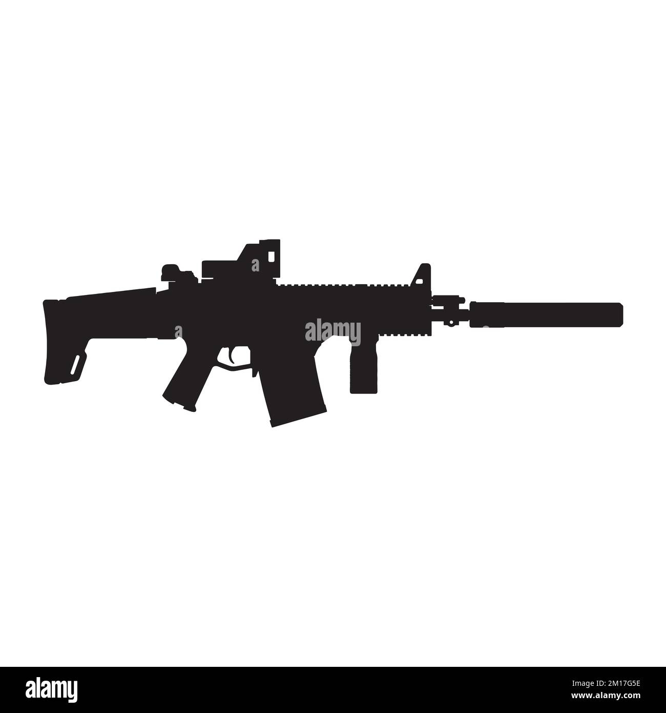 Vector Illustration of Assault Rifle Gun Silhouette Stock Vector Image ...