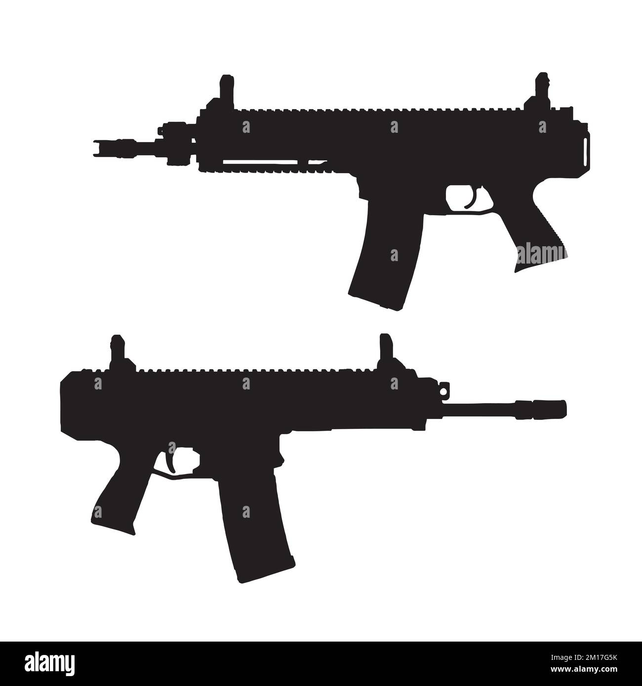 Vector Illustration of Assault Rifle Gun Silhouette Stock Vector Image ...