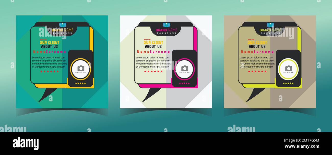 Modern and creative client testimonial social media post design ...