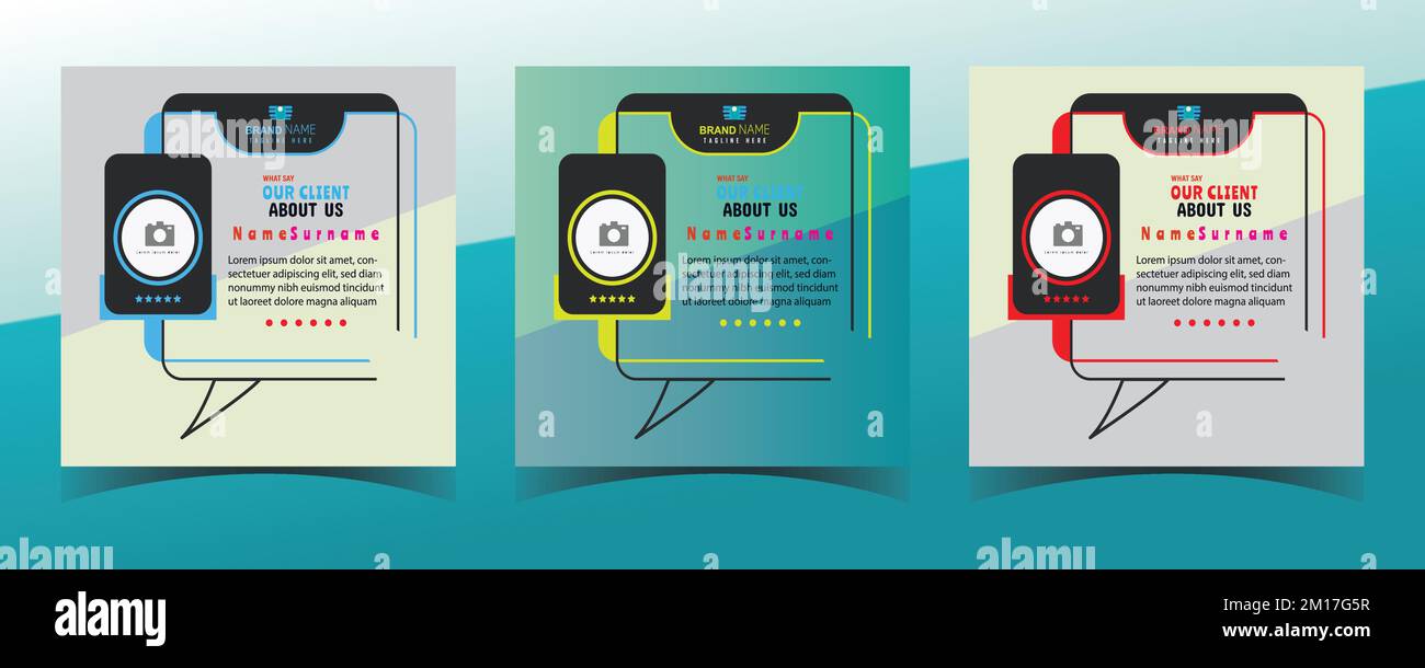 Modern and creative client testimonial social media post design ...