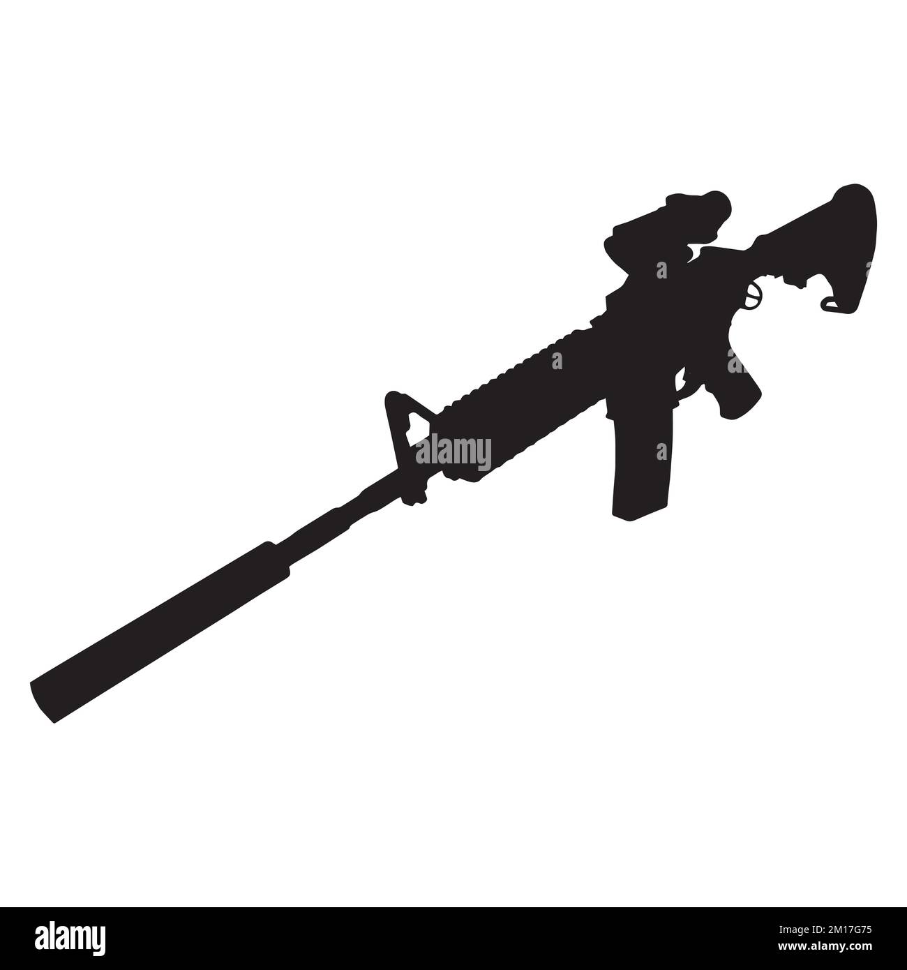 Vector Illustration of Assault Rifle Gun Silhouette Stock Vector Image ...