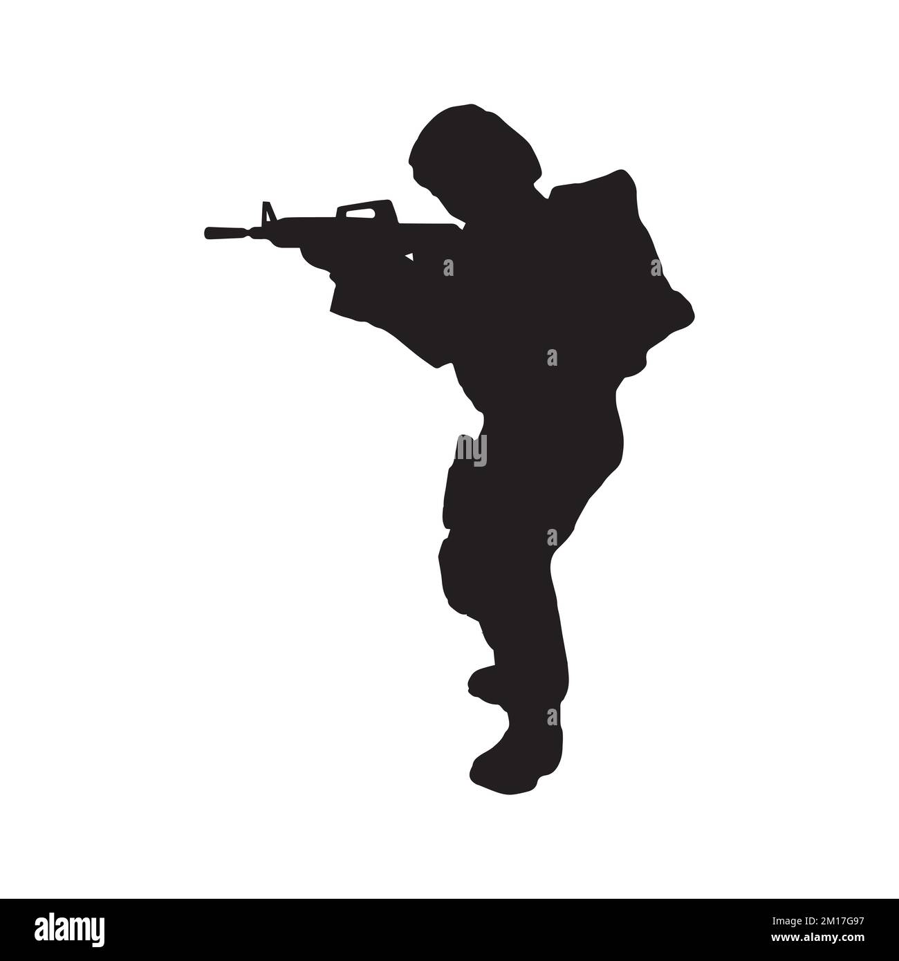 Vector Illustration of Military Gun Man Shooter Silhouette Stock Vector ...