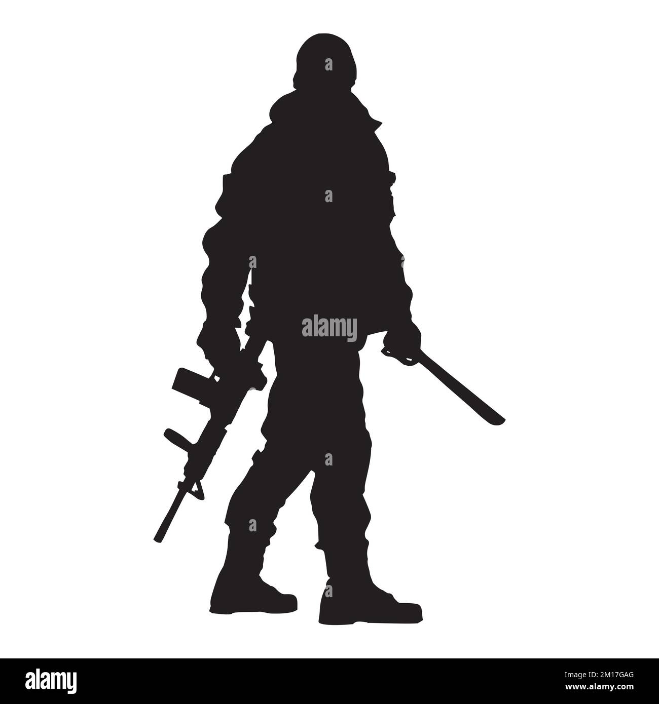 Vector Illustration of Military Gun Man Shooter Silhouette Stock Vector ...