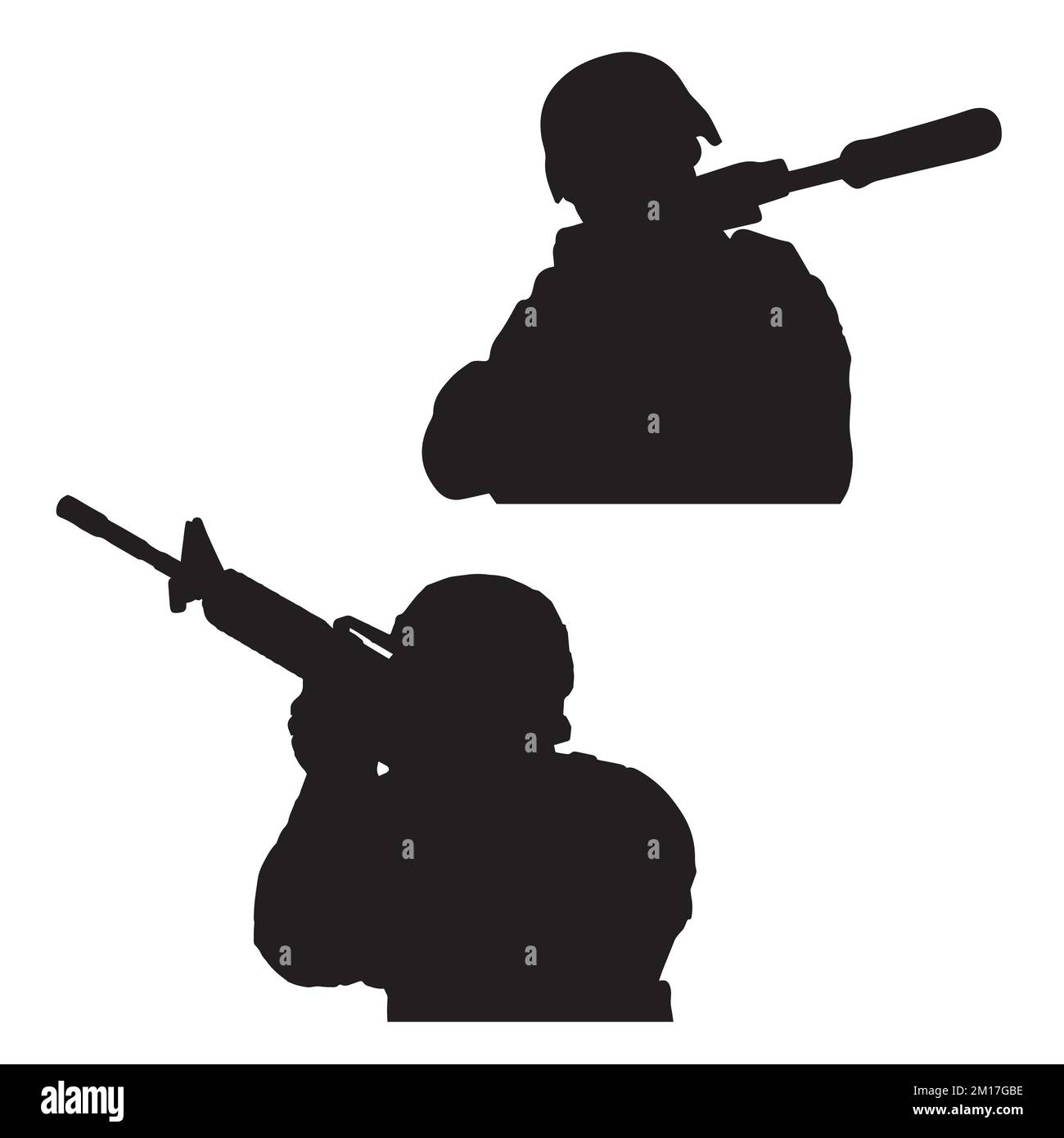 Vector Illustration of Military Gun Man Shooter Silhouette Stock Vector ...