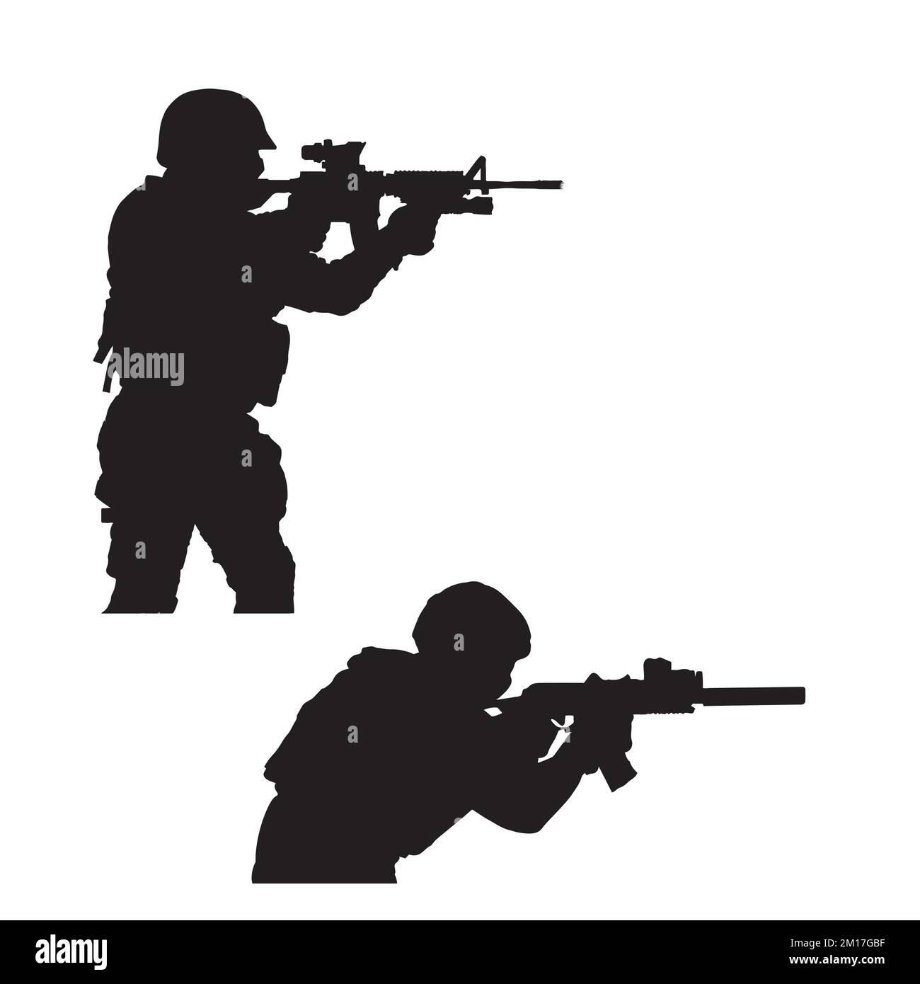 Vector Illustration of Military Gun Man Shooter Silhouette Stock Vector ...