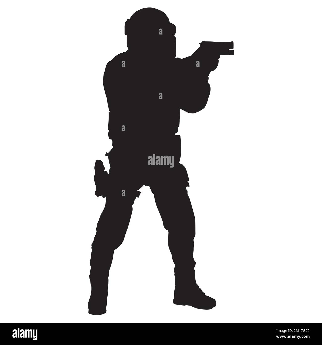 Vector Illustration of Military Gun Man Shooter Silhouette Stock Vector ...
