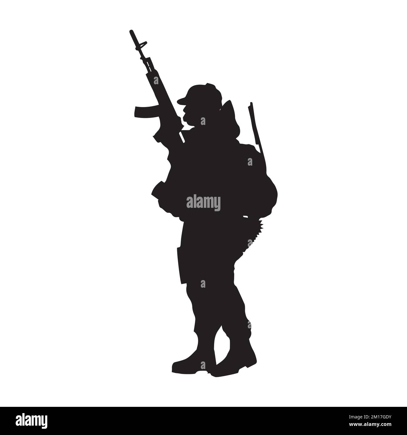 Vector Illustration of Military Gun Man Shooter Silhouette Stock Vector ...