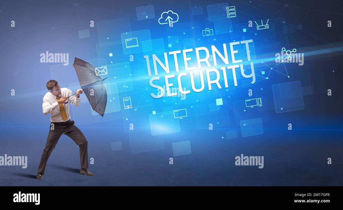 defending with umbrella from cyber attack Stock Photo - Alamy